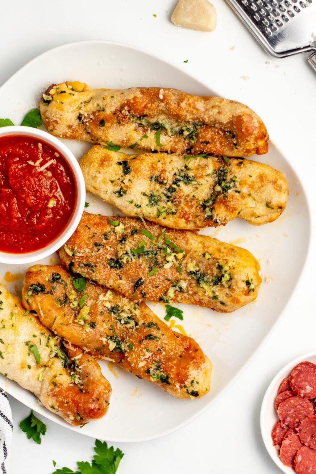 Cheesy Pepperoni Pizza Sticks with Parmesan - Game Day Recipe